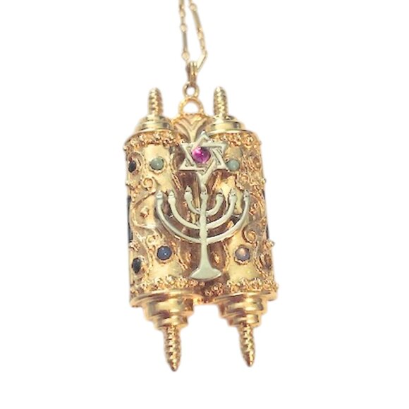 Jewelry | Vintage 14k Torah Pendent Two Toned Gold Jewish Necklace ...